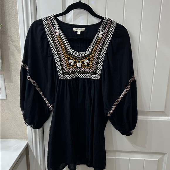 Max Studio | Tops | Max Studio Black Embroidered Boho Blouse | Poshmark